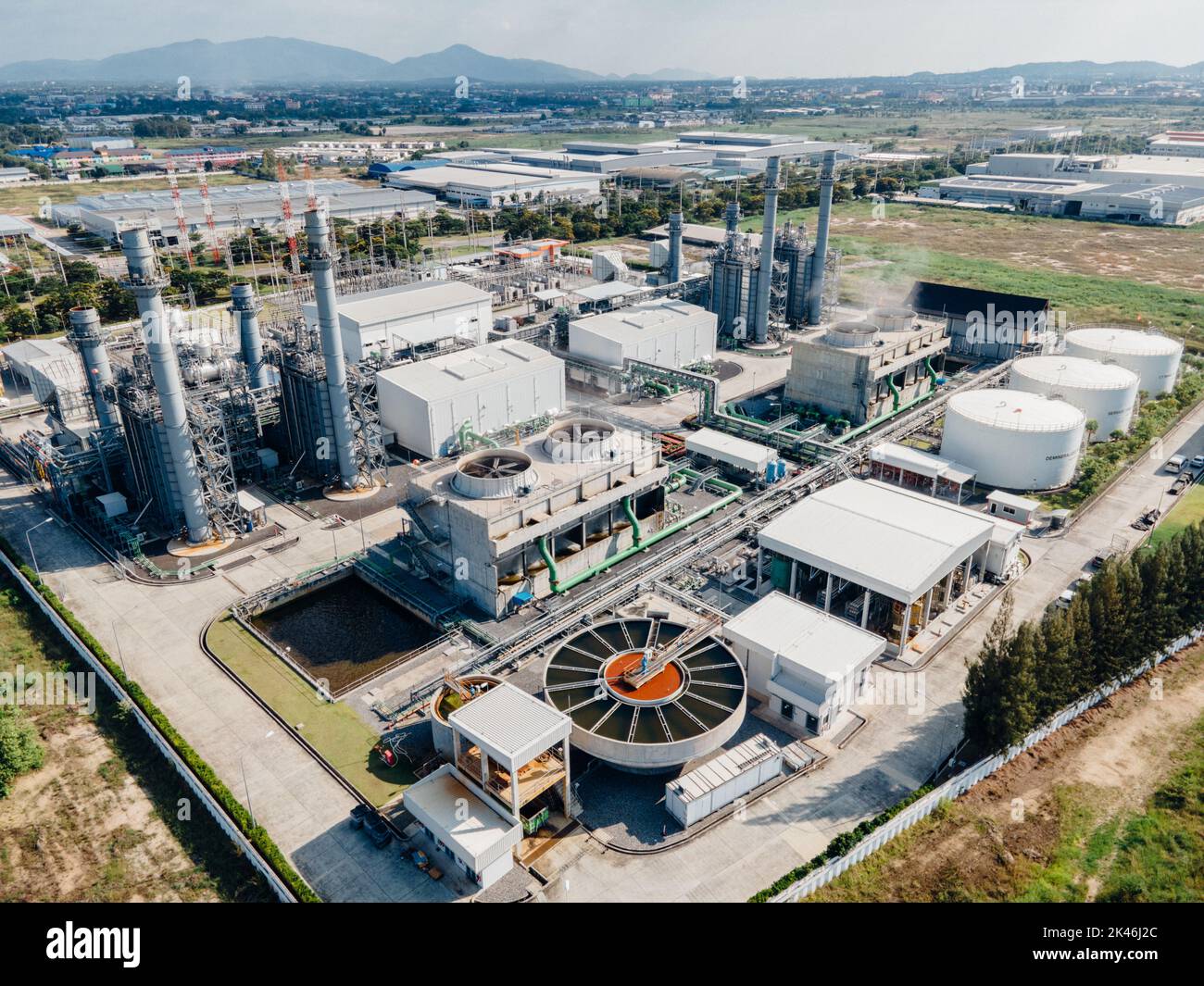 Top view Industrial zone,The equipment of oil refining,Close-up of ...