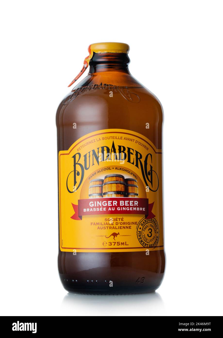 LONDON,UK - AUGUST 11,2022: Bottle of Bundaberg ginger beer on white ...