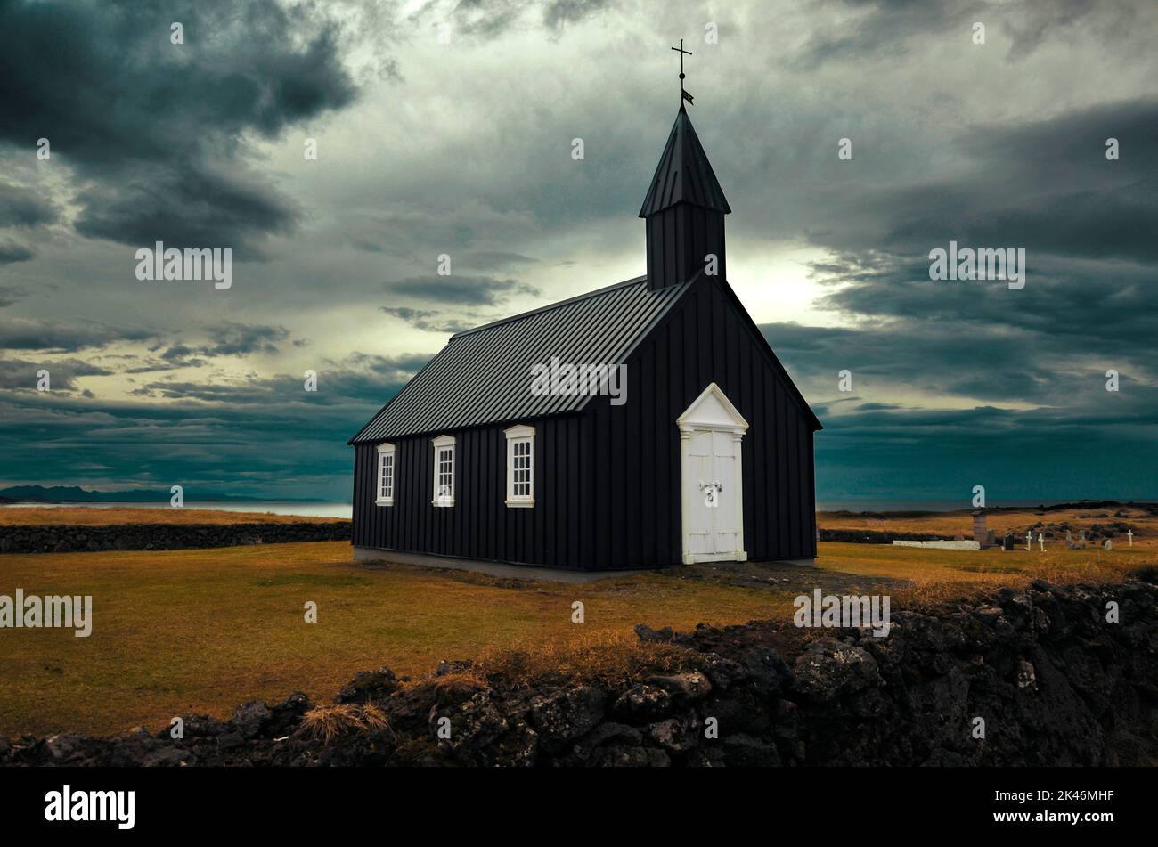 The Black Church of Budir Iceland Stock Photo - Alamy