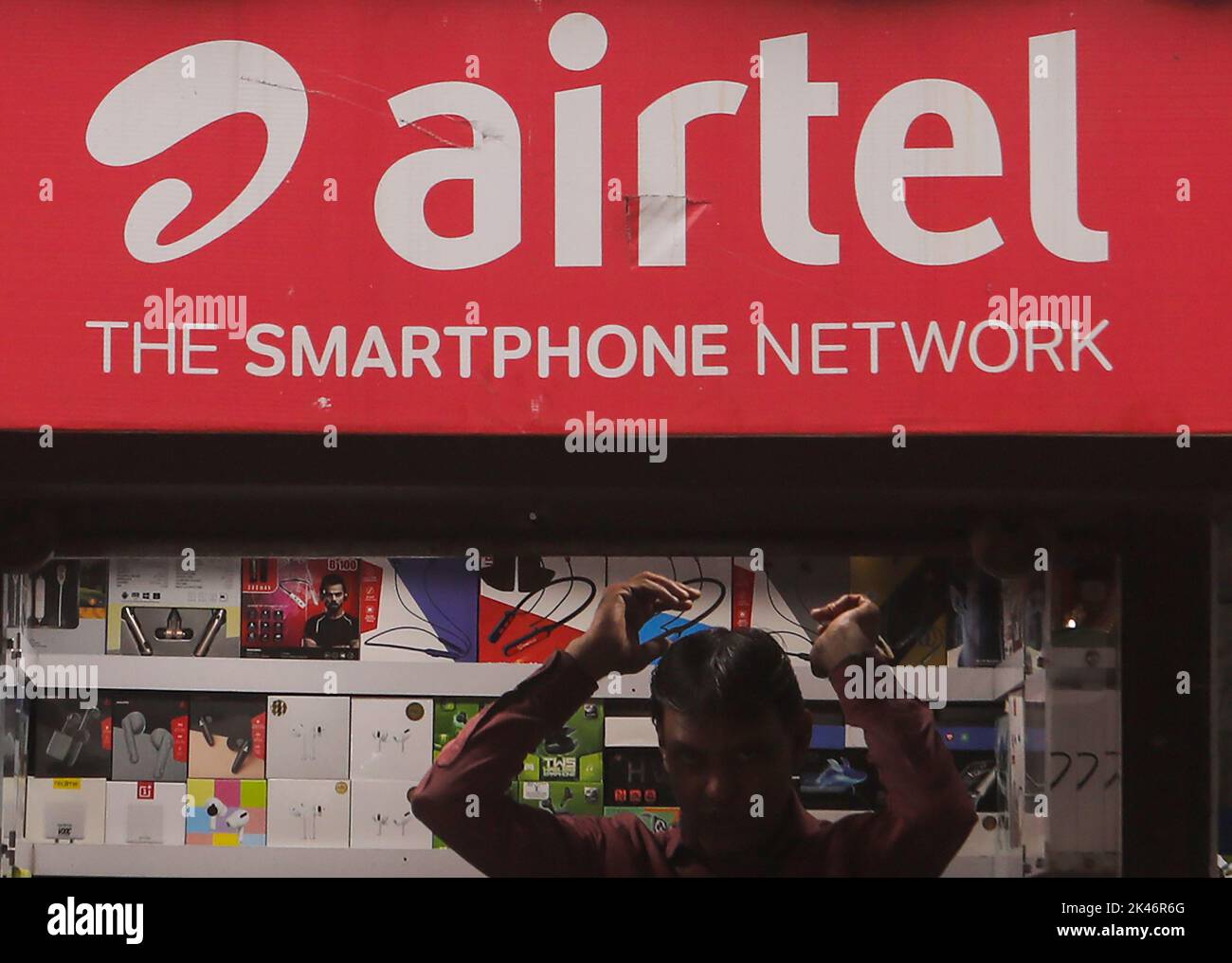 Mumbai, Maharashtra, India. 29th Sep, 2022. A logo of Airtel is ...