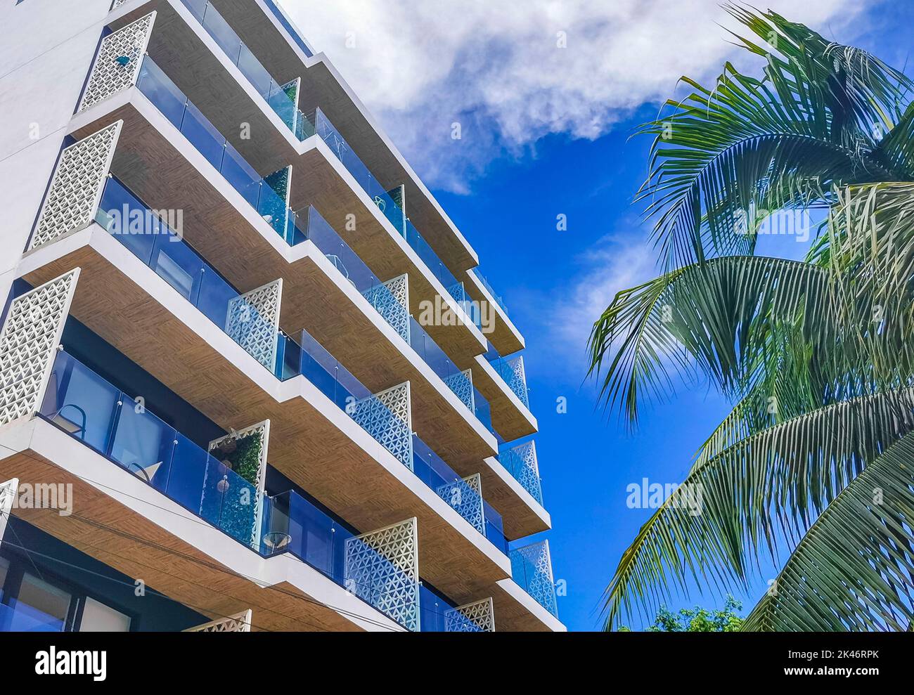 Typical street road and cityscape with resorts hotels houses buildings ...