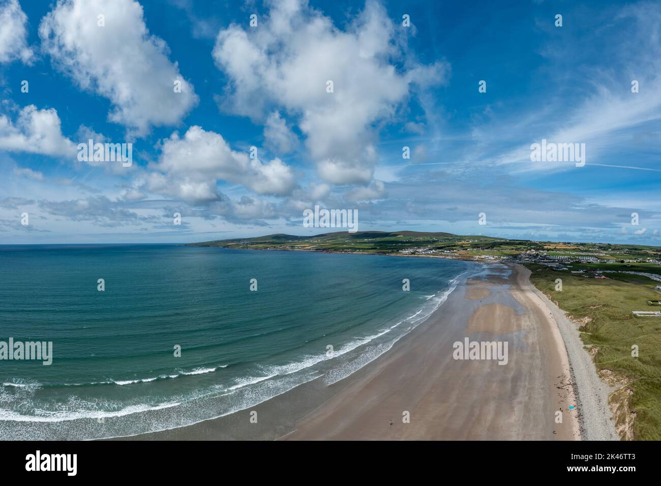 An aerial panorama view of the Bray Head cliffs and headland on ...