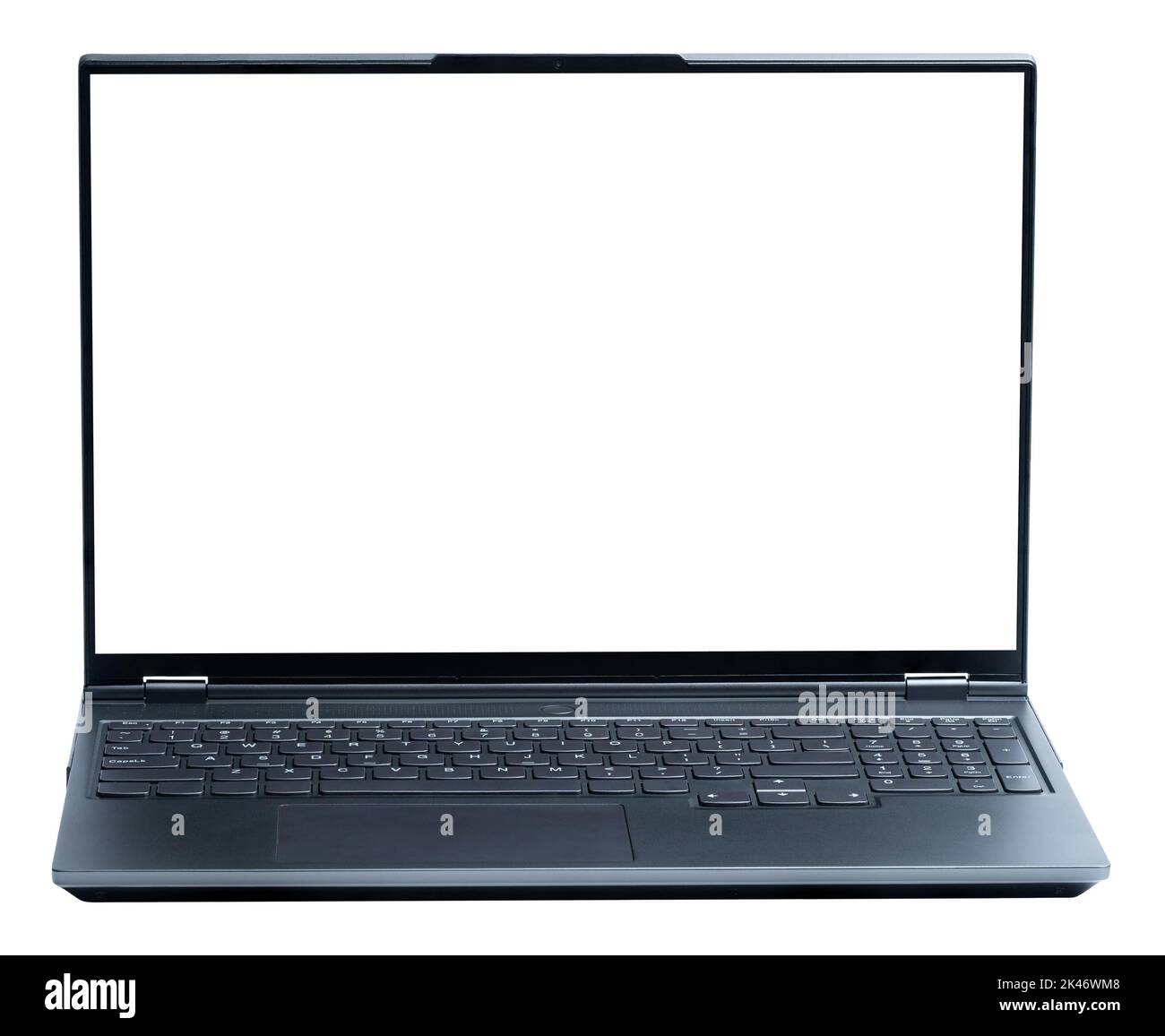 Simple office laptop isolated front view with path Stock Photo - Alamy