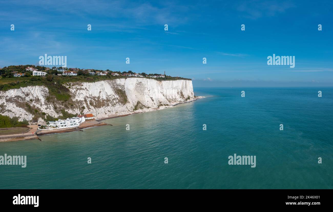 drone landscape view of St. Margaret's at Cliffe on the White Cliffs of ...