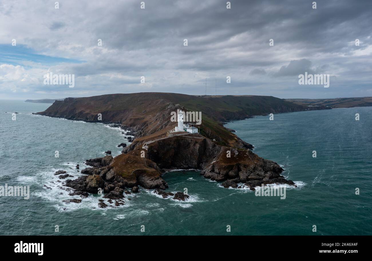 aerial landscape view of the Start Point Lighthouse and headland in ...