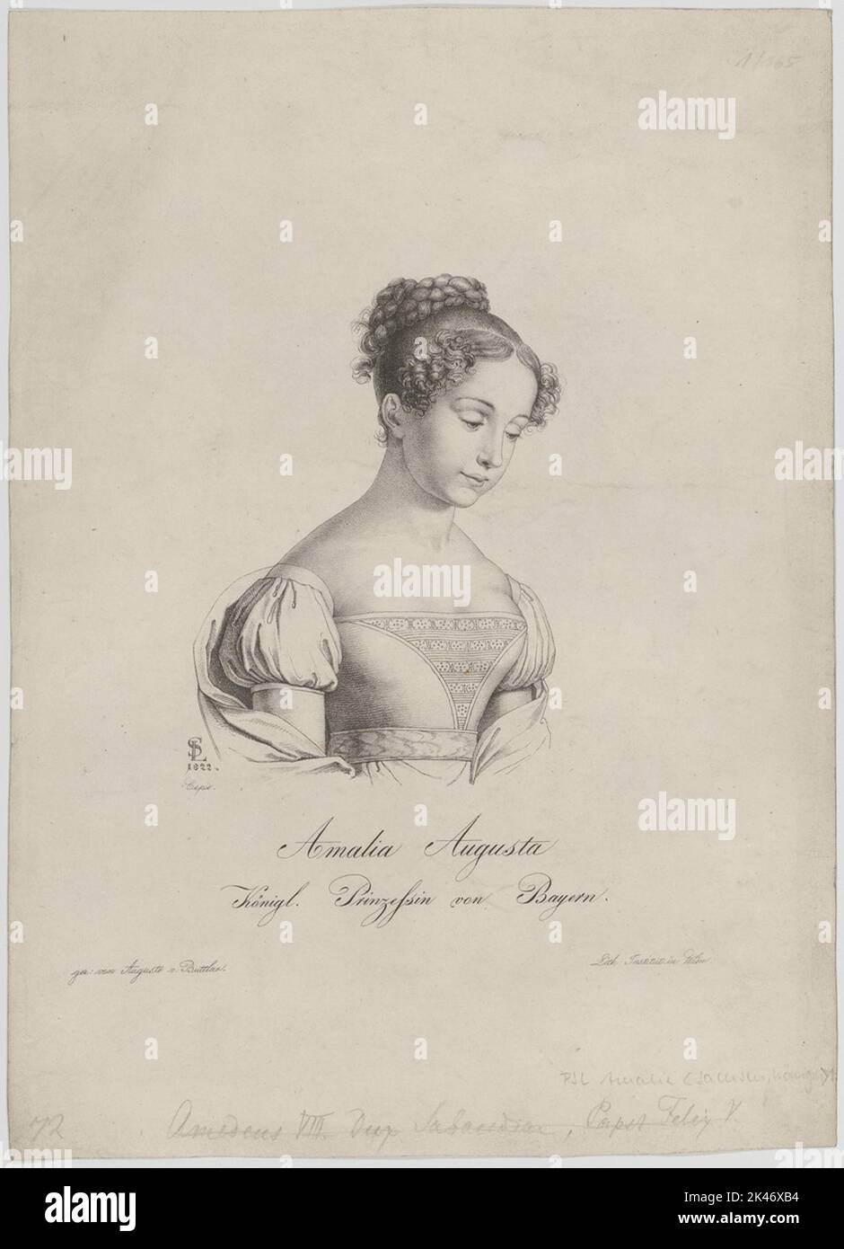 Portrait of the Amalia Augusta, Königl. Princess of Bavaria Stock Photo ...
