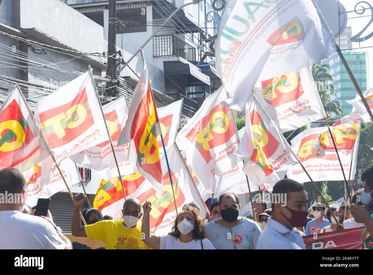 Salvador, Bahia, Brazil - November 20, 2021: Brazilians protest waving ...