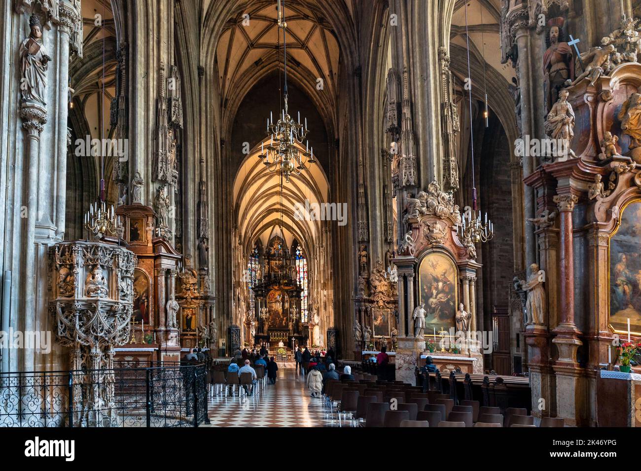 Vienna, Austria - 22 September, 2022: view of the central nave and ...