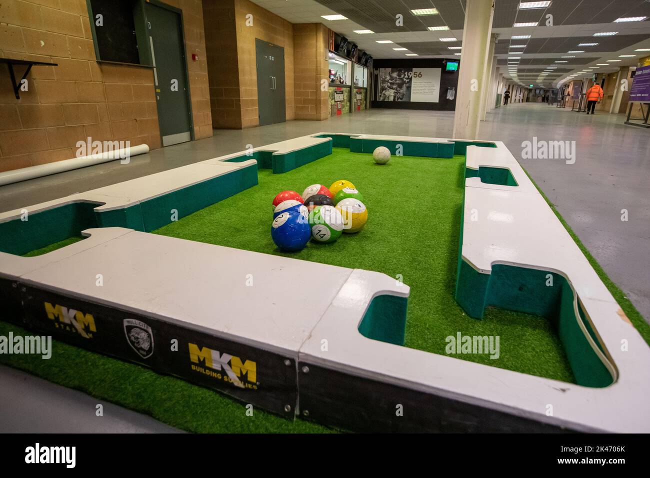 Football snooker is set up as an activity for the Hull City supporters ...