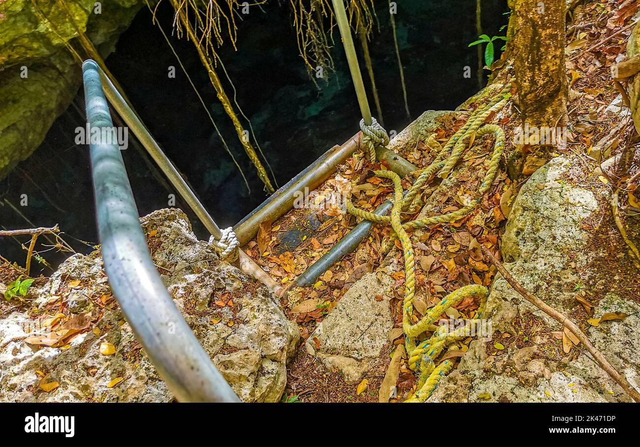 Amazing blue turquoise water and limestone cave sinkhole cenote Tajma ...