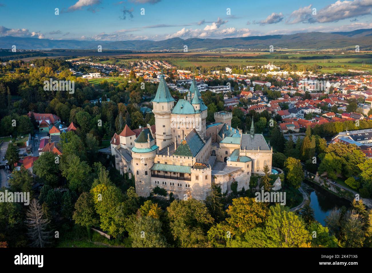 Bojnice, Slovakia - 26 September, 2022: drone view of Bojnice Castle in ...