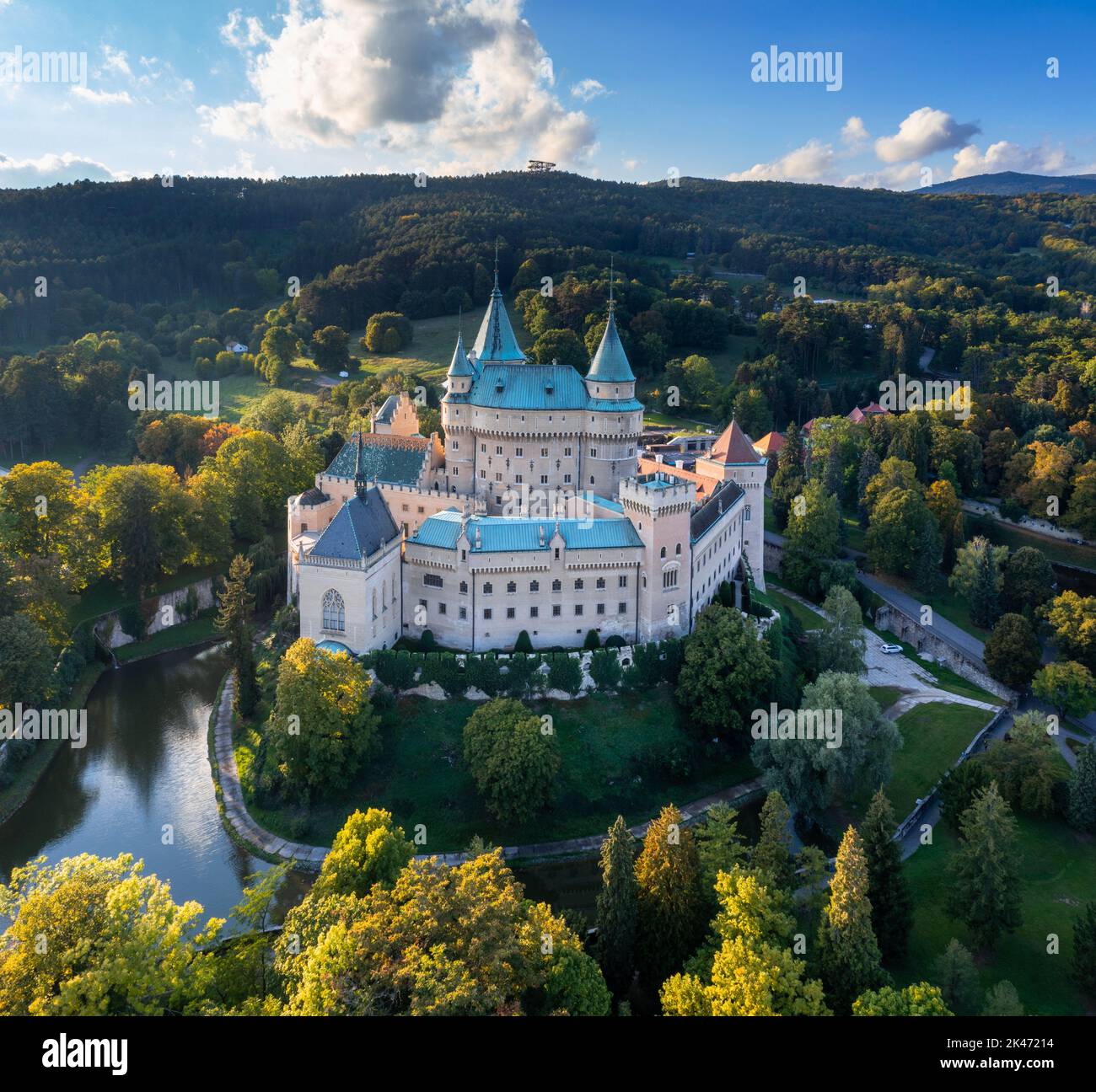 Bojnice, Slovakia - 26 September, 2022: aerial landscape view of ...