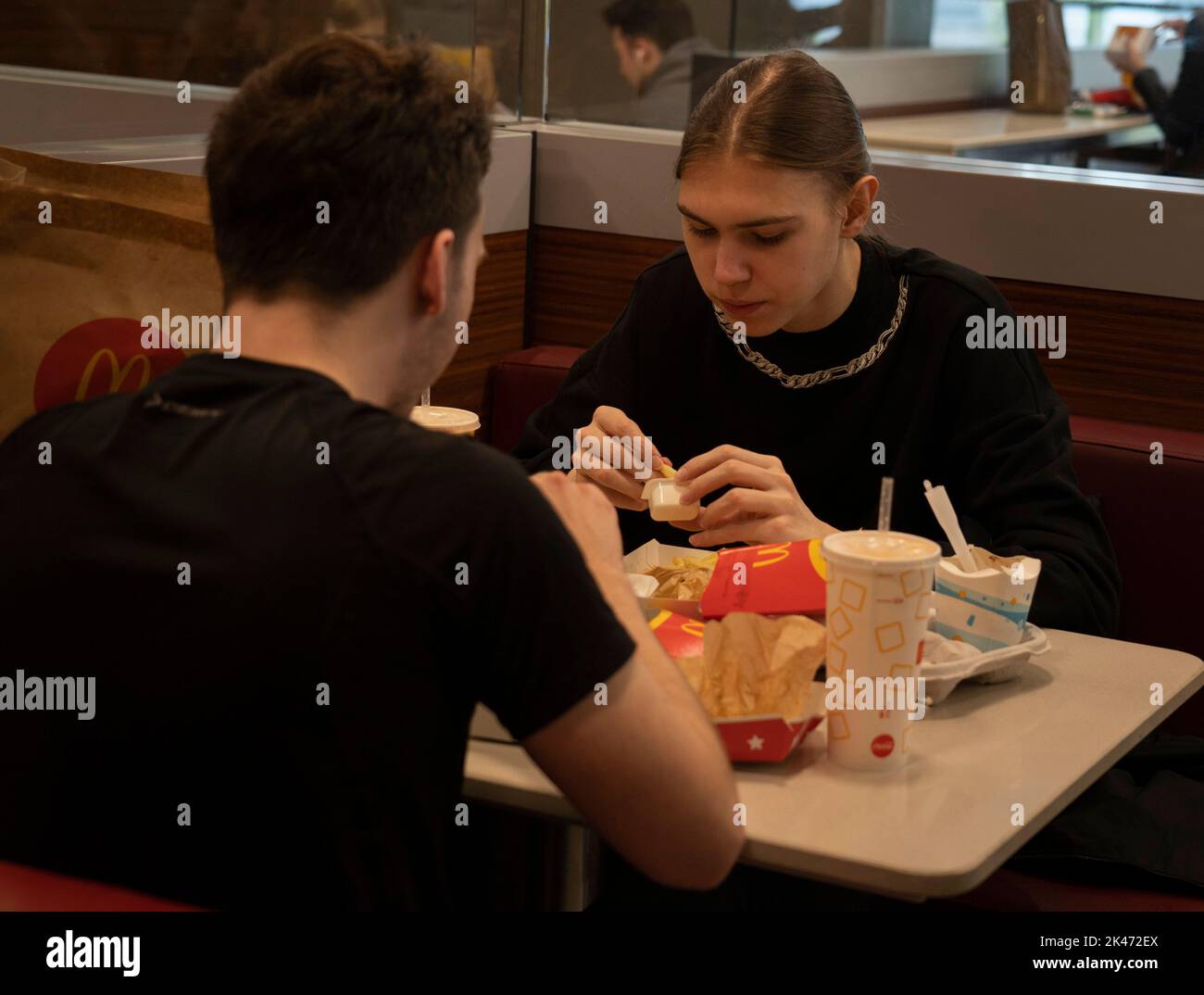 Customer seen dining at the restaurant. Fast food chain McDonald’s has ...