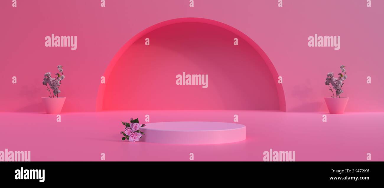 isolated pink product showcase 3d illustration, beauty product ...