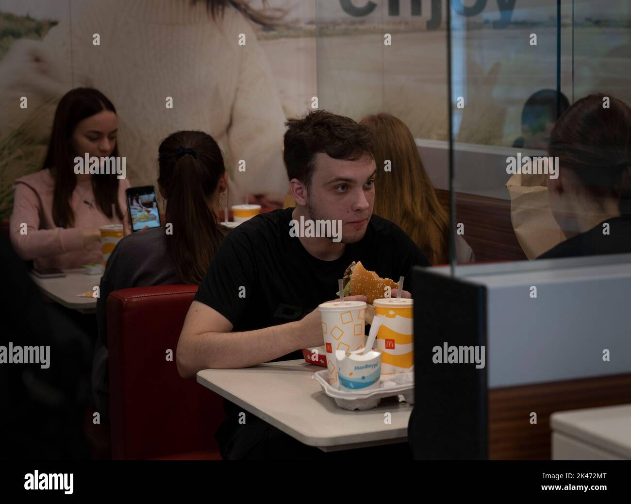 Customer seen dining at the restaurant. Fast food chain McDonald’s has ...