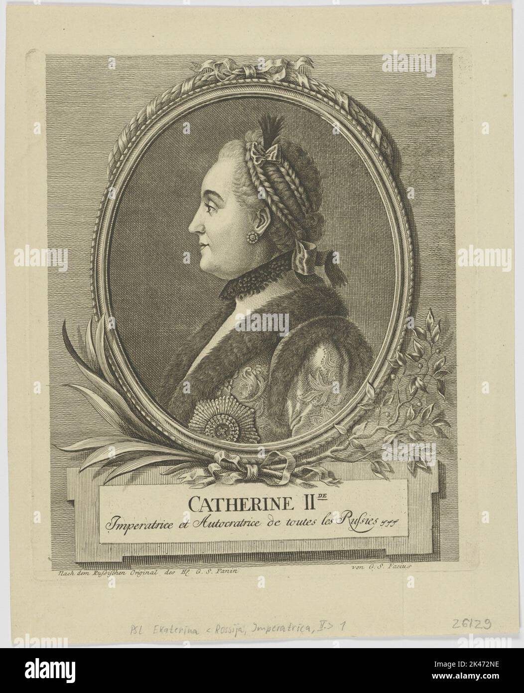Bildnis der Catherine II., Impector and autocrator of all Russia Stock ...