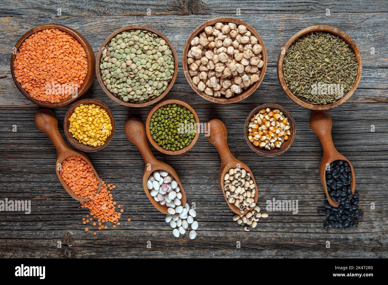 Vegan protein source.Various assortment of legumes, lentils, chickpea ...