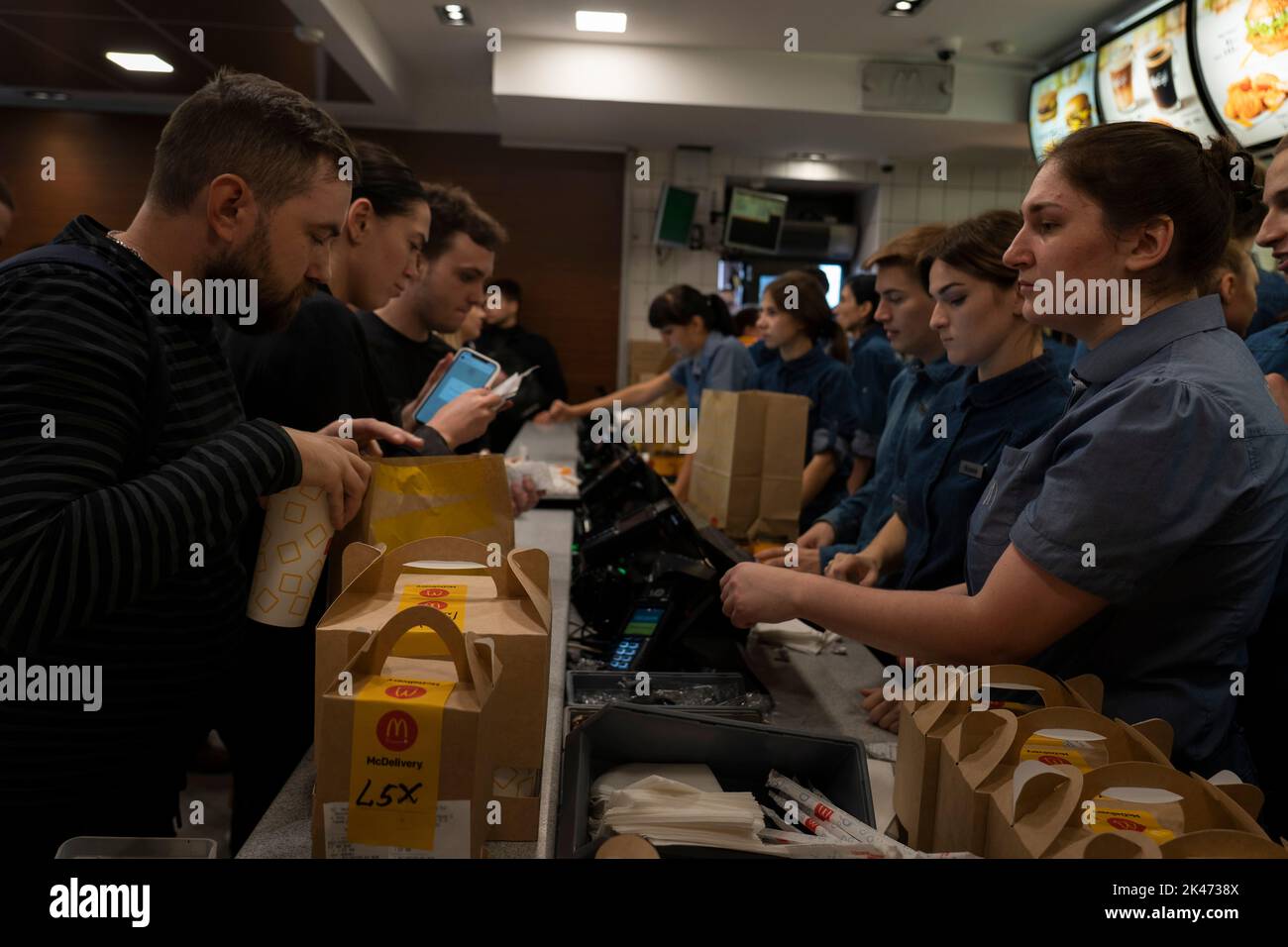 Kyiv, Ukraine. 30th Sep, 2022. Customers seen ordering at the counter ...