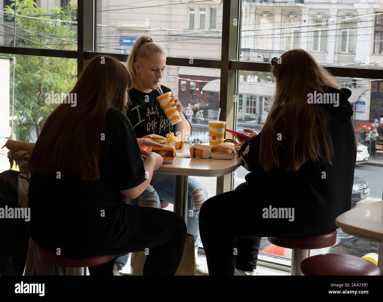 Kyiv, Ukraine. 30th Sep, 2022. Customers seen dining at the restaurant ...