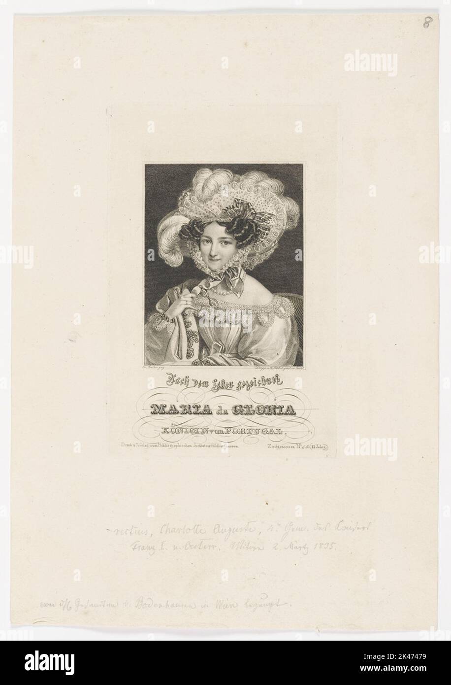 Portrait of Maria da Gloria Queen of Portugal Stock Photo - Alamy