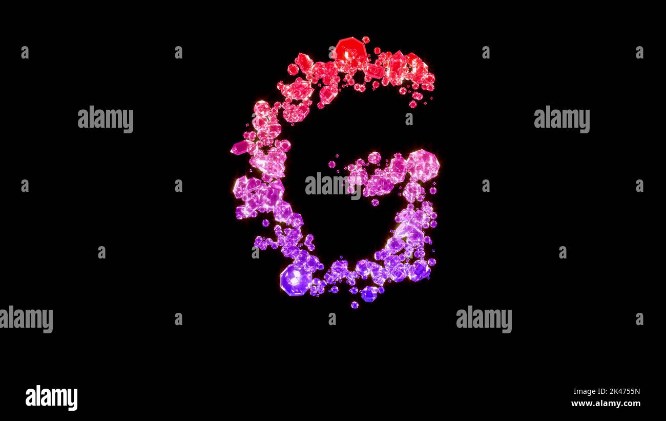 fancy luxury brilliants alphabet, red and rose letter G, isolated ...
