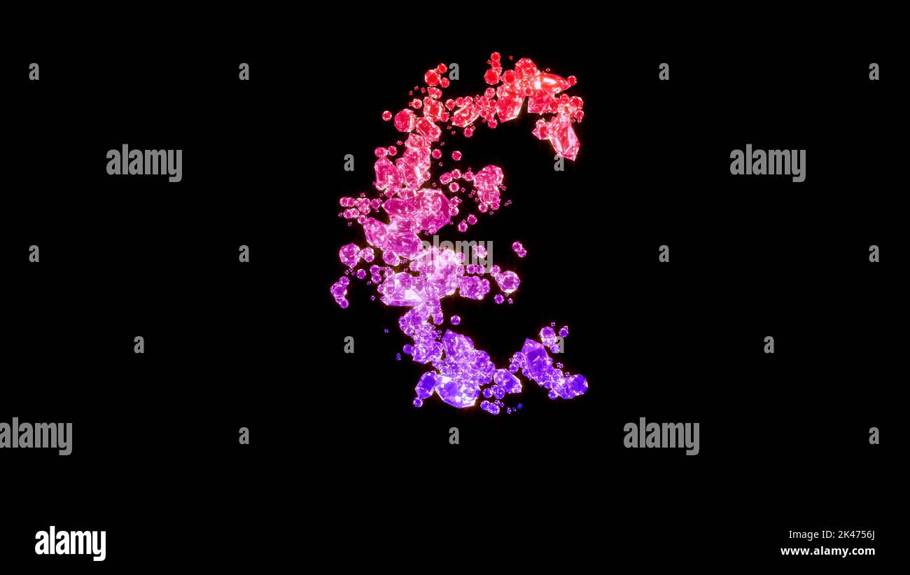 fancy fashion diamonds alphabet, red and pink euro sign, isolated ...