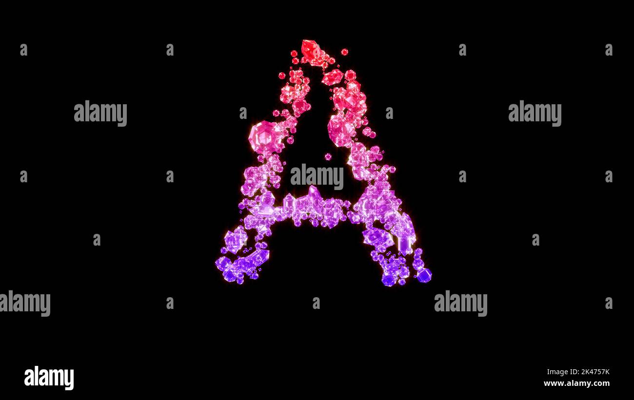 fancy glamorous gems font, red and rose letter A, isolated - object 3D ...
