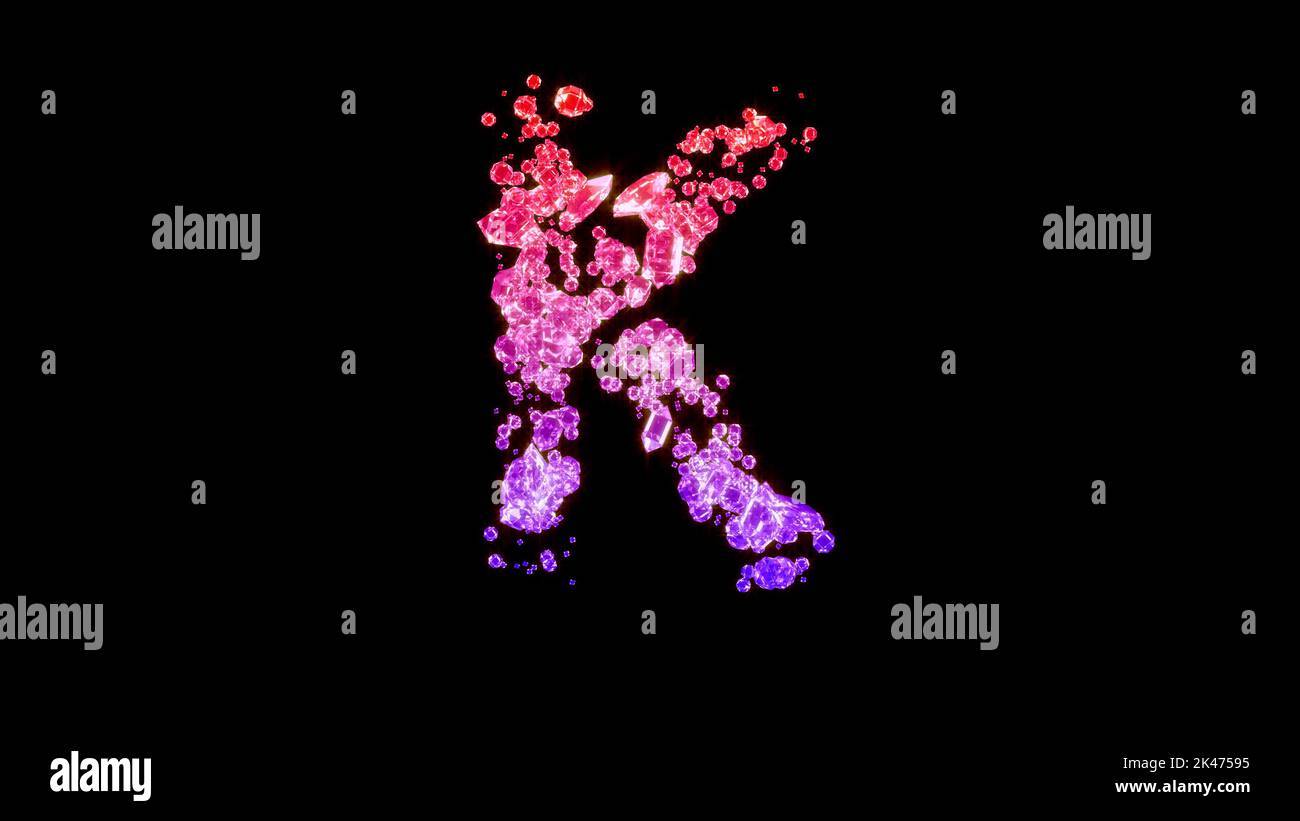 fancy luxury diamonds font, red and pink letter K, isolated - object 3D ...