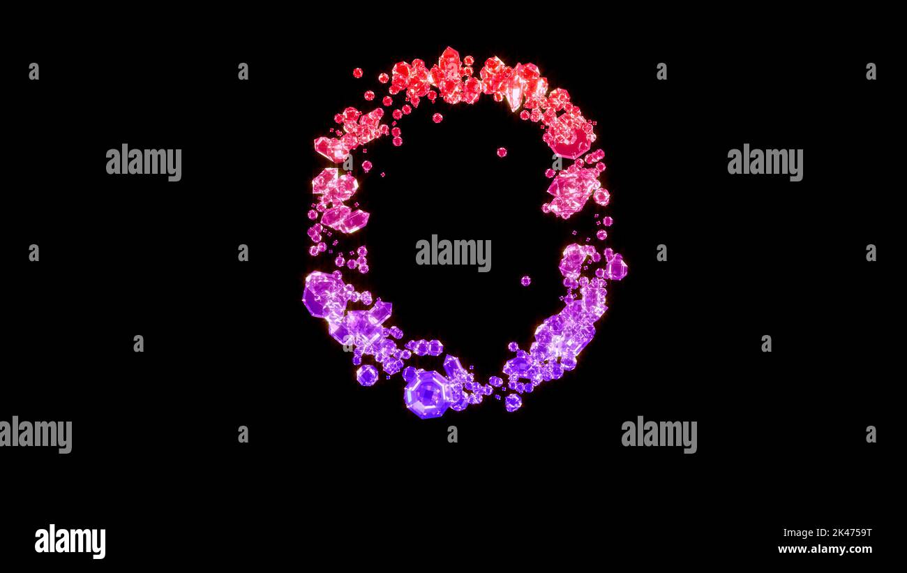 fancy luxury gems alphabet, red and rose letter O, isolated - object 3D ...