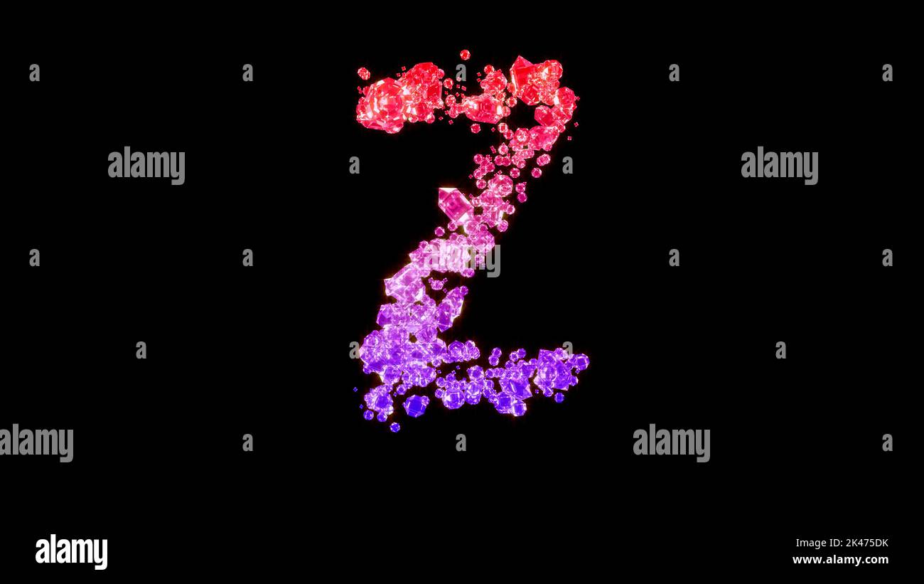 fancy lux gemstones alphabet, red and rose letter Z, isolated - object ...
