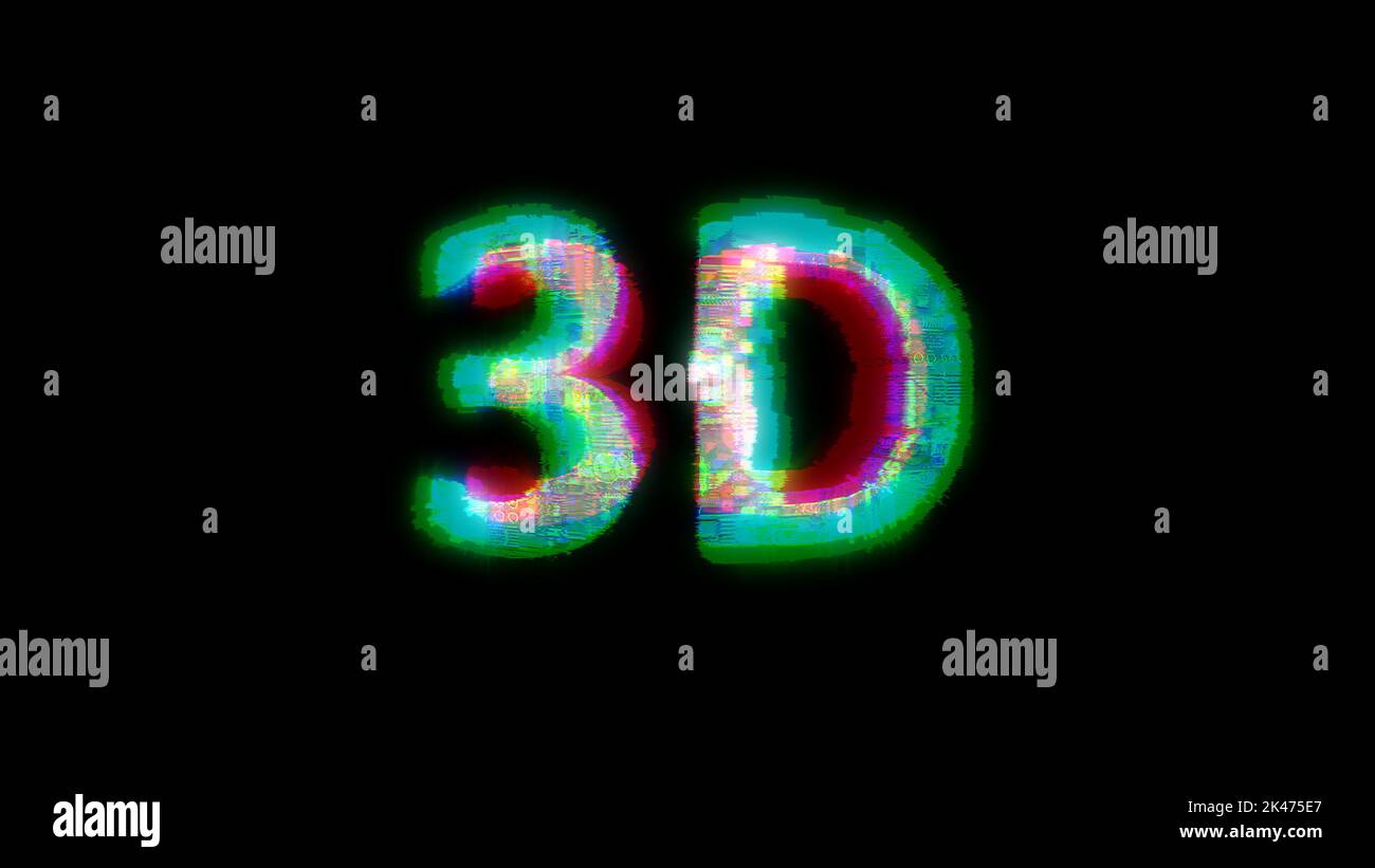 cybernetical text 3D with massive chromatic aberrations distortion ...