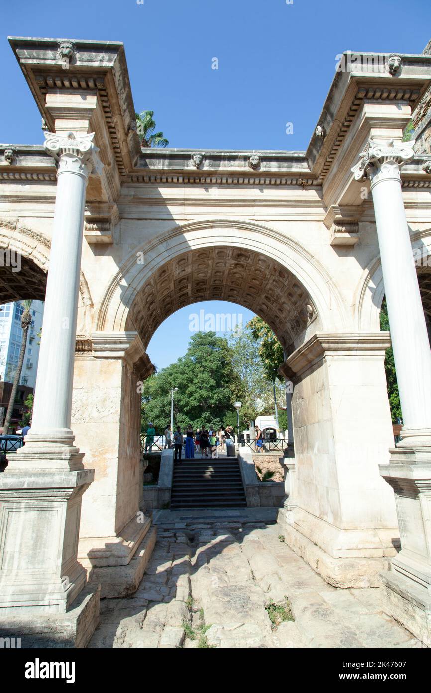 The view of historic Hadrian's Gate in Antalya old town (Turkey Stock ...