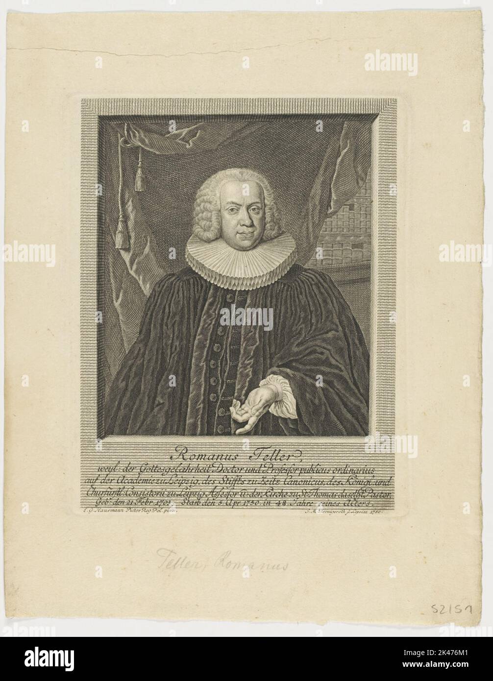 Portrait of the Romanus Teller Stock Photo - Alamy