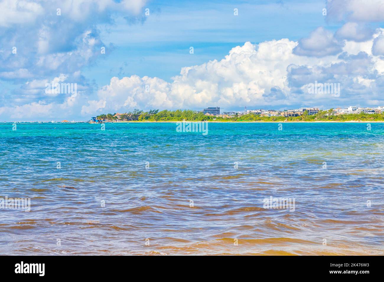 Tropical mexican beach landscape panorama with clear turquoise blue ...