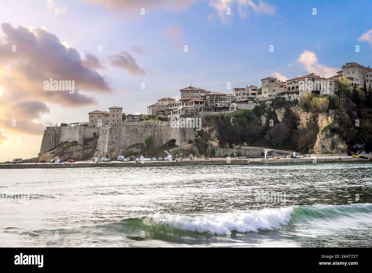 Amazing view on Ulcinj town in Montenegro. Clock Tower of Ulcinj Sahat ...