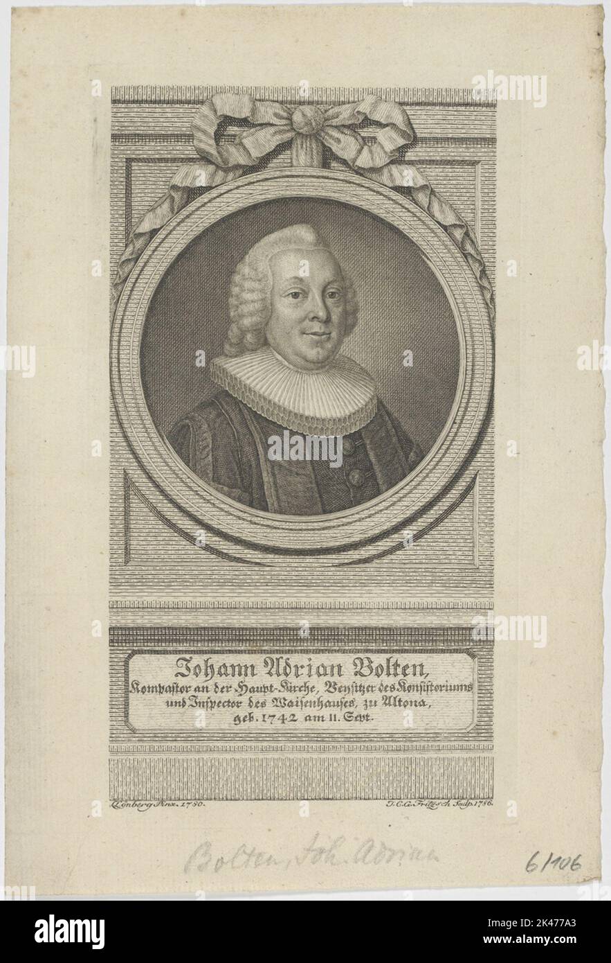Portrait of Johann Adrian Bolten Stock Photo - Alamy
