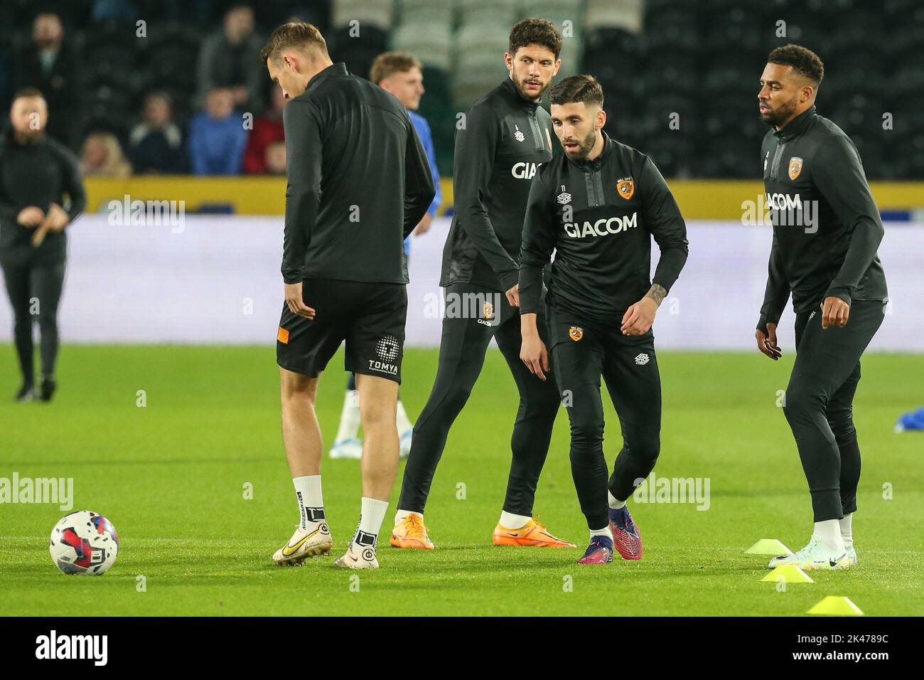 Hull City players warm up before the Sky Bet Championship match Hull ...