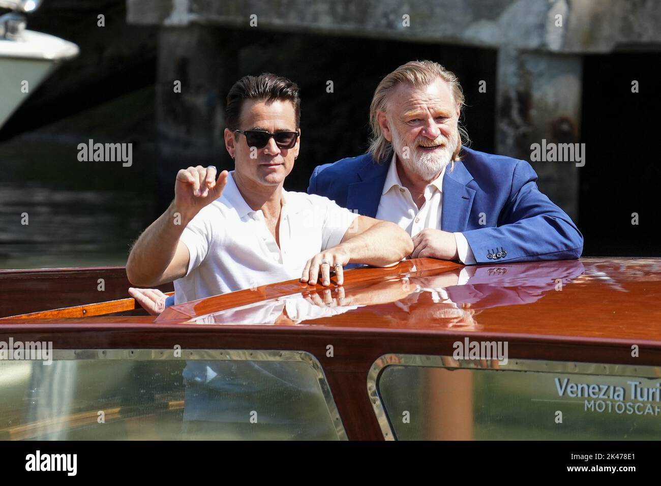 Colin Farrell and Brendan Gleeson are seen during the 79th Venice ...