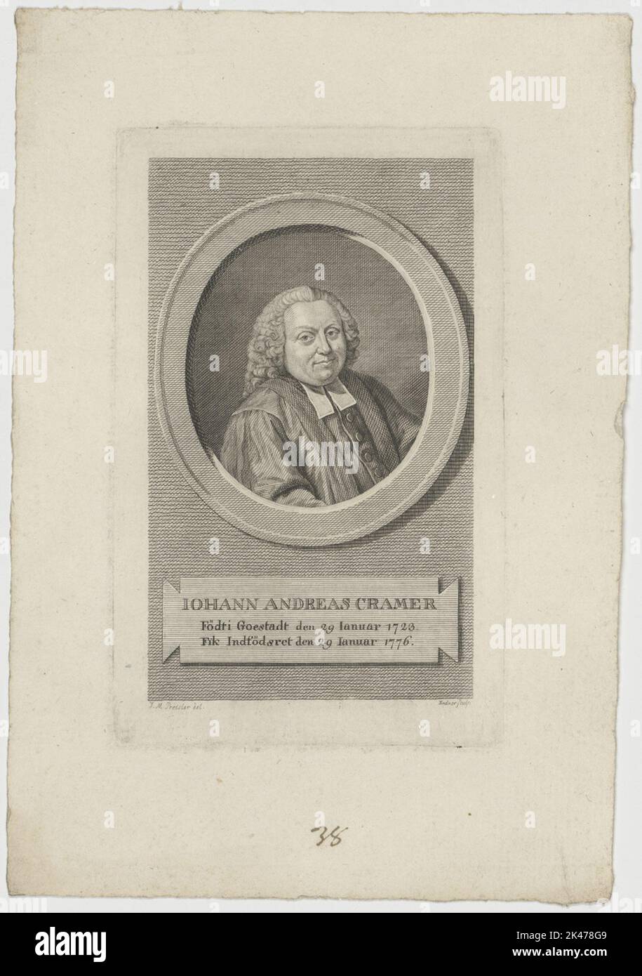 Portrait of Iohann Andreas Cramer Stock Photo - Alamy