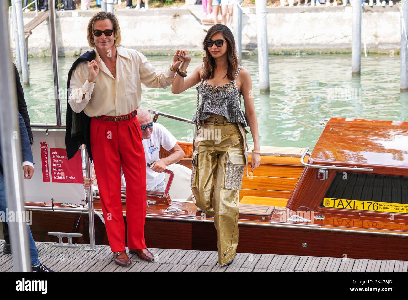Chris Pine and Gemma Chan are seen during the 79th Venice International ...
