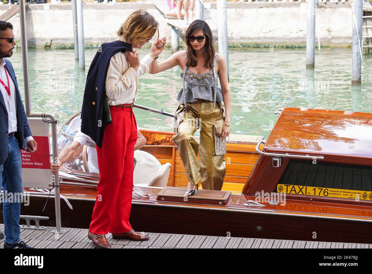 Chris Pine and Gemma Chan are seen during the 79th Venice International ...