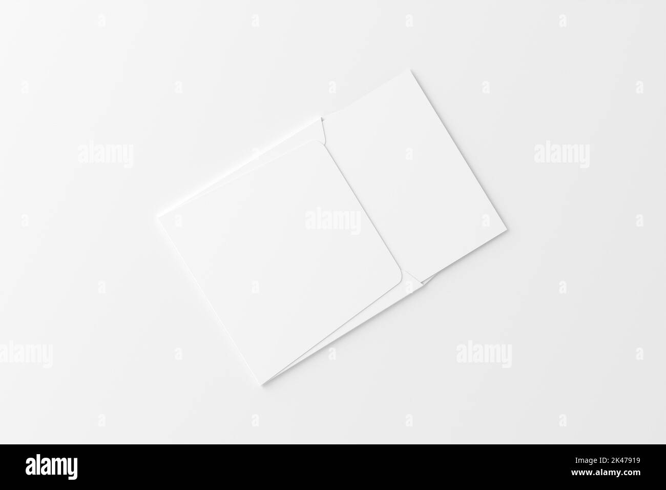 Square Folded Invitation Card With Envelope White Blank 3D Rendering ...