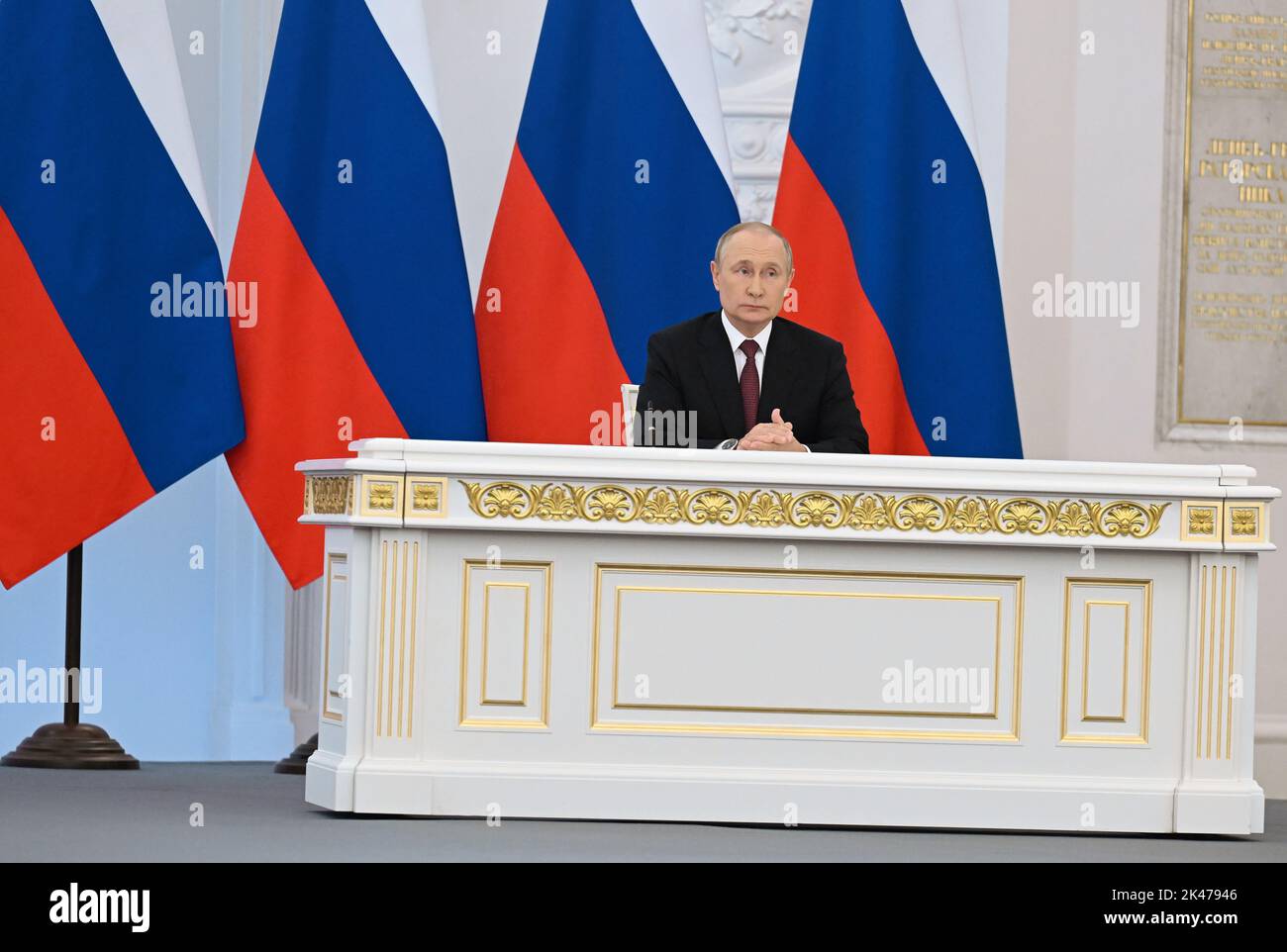 Moscow, Russia. 30th Sep, 2022. The ceremony of signing agreements on ...