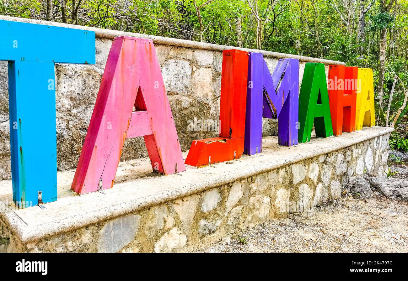 Quintana Roo Mexico 12. May 2022 Colorful lettering font symbol statue ...