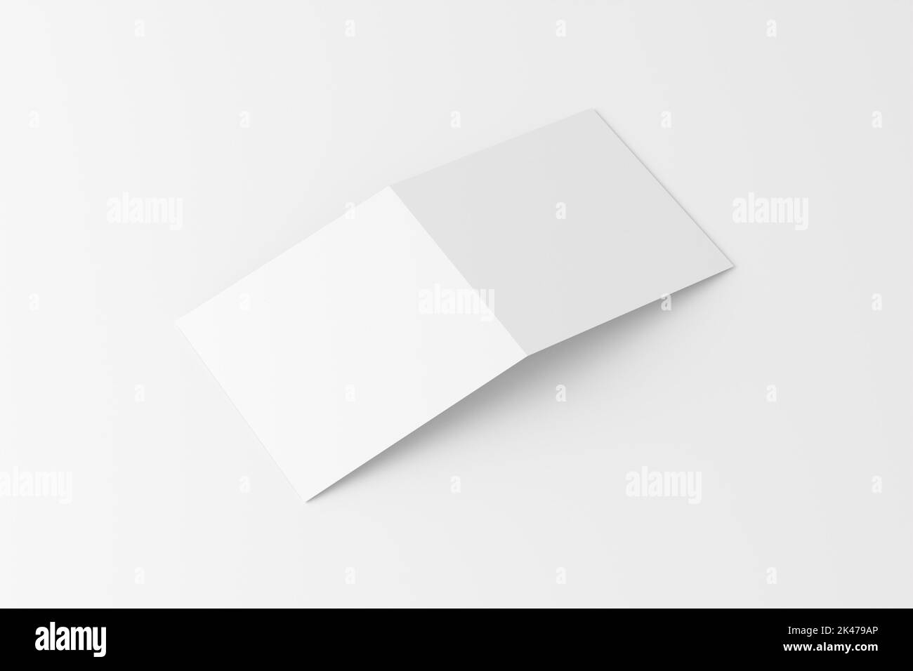 Square Folded Invitation Card With Envelope White Blank 3D Rendering ...