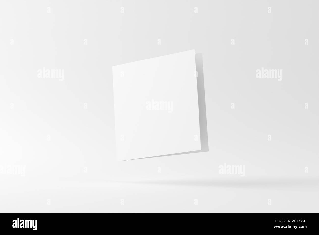 Square Folded Invitation Card With Envelope White Blank 3D Rendering ...