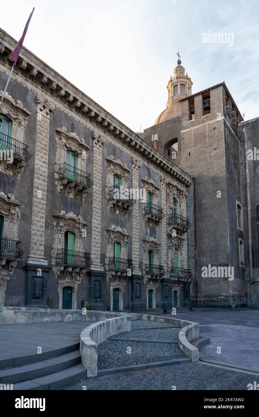 Catania, Sicily, Italy: Old Town Panorama with Cathedral Dome on a ...