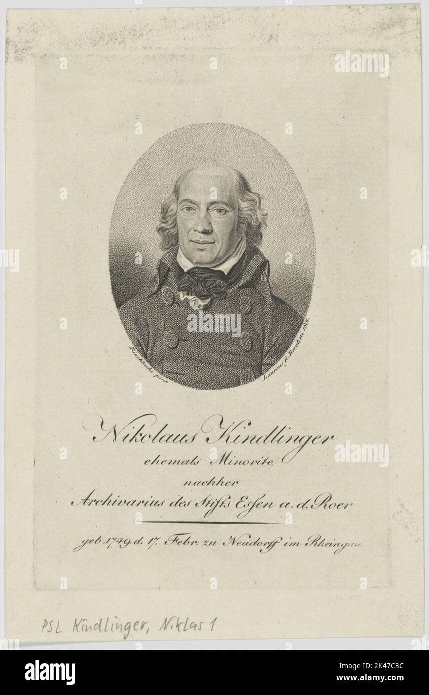 Portrait of Nikolaus Kindlinger Stock Photo - Alamy