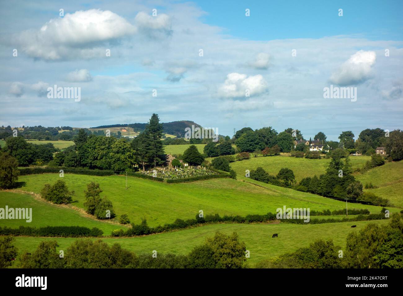 View over the Staffordshire countryside and farmland with St Lawrence's ...