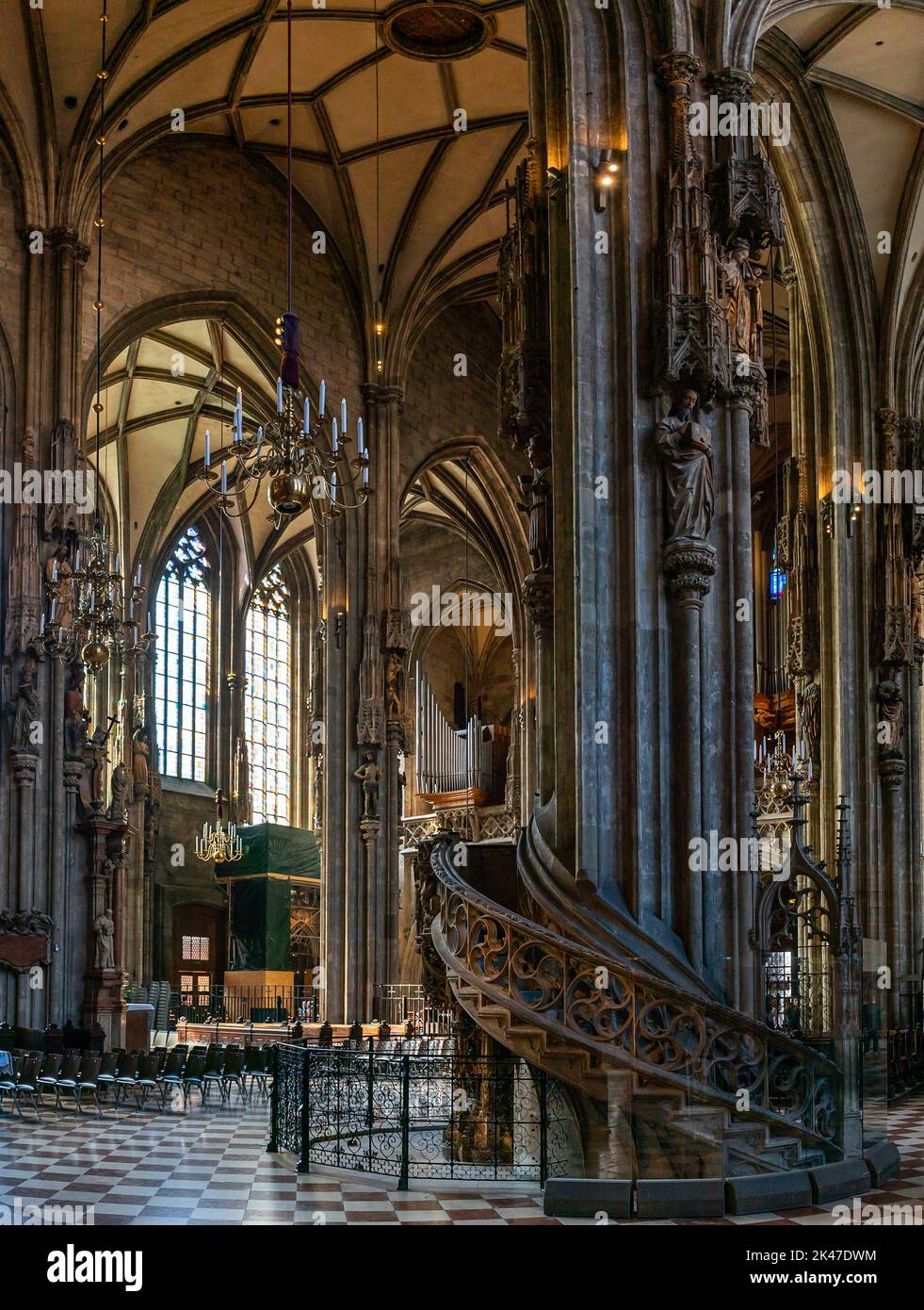 Vienna, Austria - 22 September, 2022: interior view of a pulpit and ...